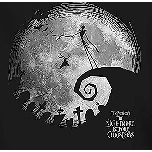 Disney Nightmare Before Christmas Nightmare Moon Long Sleeve Adult T-Shirt (Black,SM)