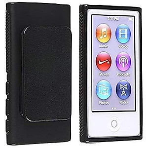 iPod Black Belt Clip TPU Rubber Skin Case Cover for Apple iPod Nano 7th Generation 7G 7