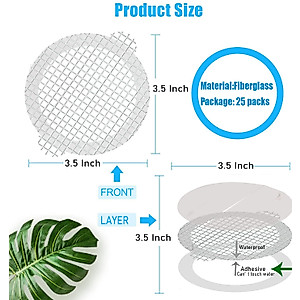 COMMON'H Disposable Hair Catcher for Shower Drain , 25 Pack, 3 1/2 Inch Mesh Shower Drain Covers, Stick on Bathroom Hair Catchers Drain Protector, (DrainSaver007)