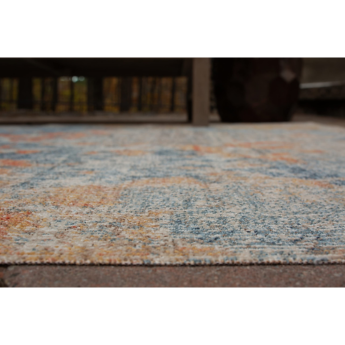 Signature Design by Ashley Wraylen 5 x 7 Low Pile Boho Abstract Rug, Orange & Blue