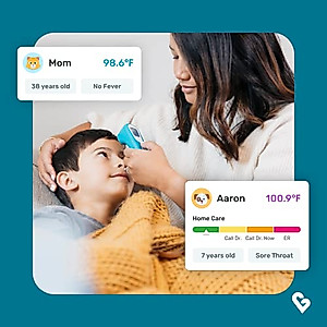 Kinsa QuickScan Smart Thermometer - No-Touch, Contactless Digital Forehead Thermometer for Babies, Kids, Adults - Works with a Smartphone App to Track Family Health & Offer Symptom Advice