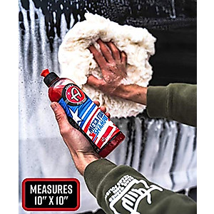 Adam's 10” Professional Wool Wash Pad - Plush Synthetic Car Wash Pad is Gentle On Auto Paint & Accessories Without Worry of Scratches or Swirls - Car Soap & Wax Safe Detailing Tool for Car or Truck