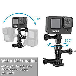 SUREWO Dual Rotating Extension Arm Mount Compatible with GoPro Hero 11 10 9 8 7 6 5 Black,DJI Osmo Action 2,AKASO,Campark and More (Black)