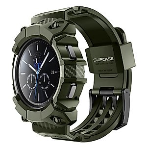 SUPCASE for Samsung Galaxy Watch 4 Classic Band with Case 46mm (Unicorn Beetle Pro), [Military-Grade Protection] Heavy Duty Cover with Adjustable Strap Band for Galaxy Watch 4 Classic, DarkGreen