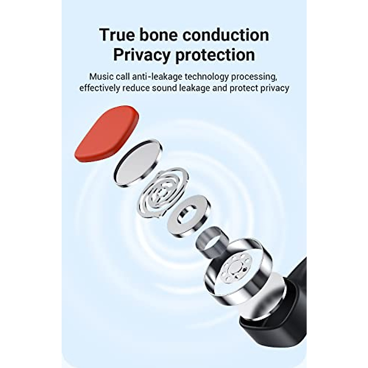 OCTANDRA Go Bone Conduction Headphones Open Ear IPX8 Waterproof Swimming Sports Earbuds Built-in 32GB Memory MP3 Player Bluetooth 5.3 Gaming Earphones Wireless Headset with Mic (S6 Pro) (Black & Red)