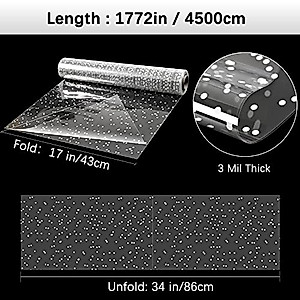 Giiffu 148Ft Clear Cellophane Wrap Roll (Folded 34''x148Ft) Irregular White Dot Florist Paper Wrapper 3 Mil Thicken Long Film Large Gift Wrapping Paper for Flower Gift Baskets Wrap
