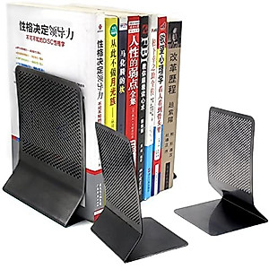 1InTheOffice Bookends for Shelves, Metal Mesh Bookends Heavy Duty, 5.71" Wire Mesh Book Ends, Matte Black, Each, 2 Pairs