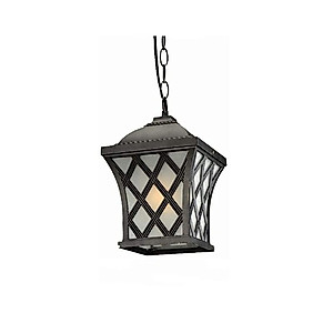 Mrdsre IP65 Waterproof Outdoor Metal Chandelier Traditional American Country Pendant Light Vintage Industrial Garden Aluminum Mesh Glass Lantern Ceiling Lamp Home Porch Balcony Patio Hanging Light E27
