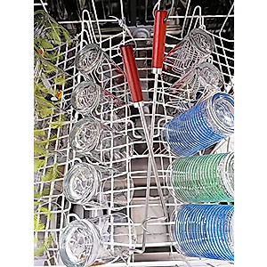 LQLMCOS Food Flipper Turner Hooks Stainless Steel BBQ Meat Hooks Cooking Barbecue Turners Hooks Grill Accessories with Wooden Handle for Grilling & Smoking (Style B - Right Handed)