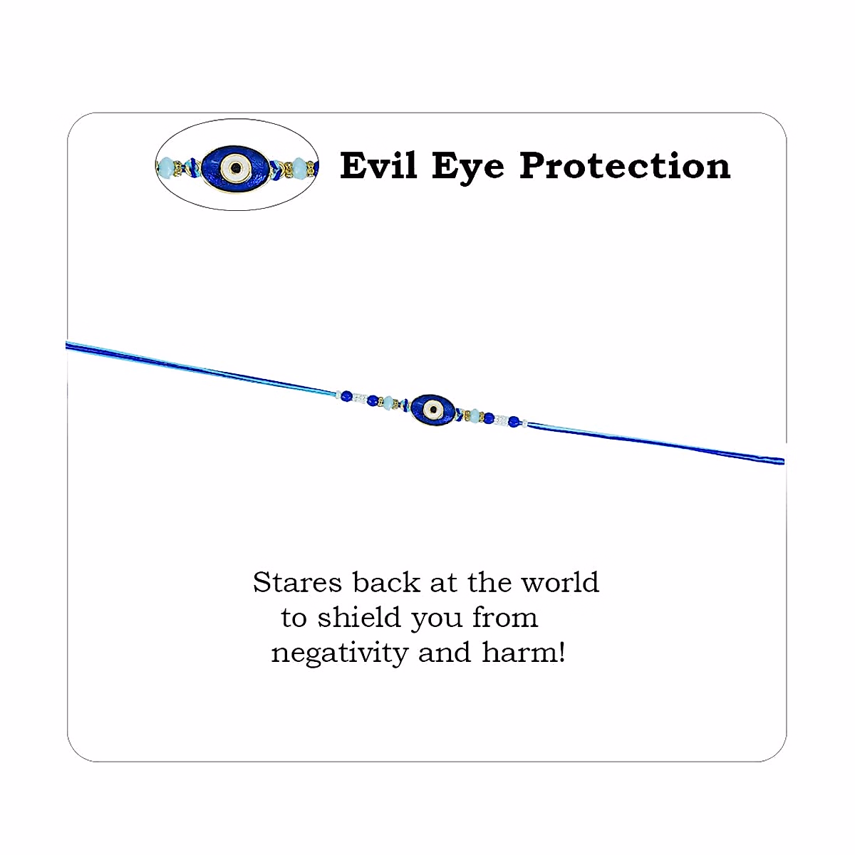 PINKABLUE Evil Eye Rakhi For Brother, Handmade Bracelet Rakhi for Raksha Bandhan, Wealth Thread Designer Rakhi Semi Precious Stone Rakhi Bracelet Crystal Stone Evil Eye Band (Blue)