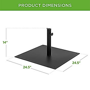 Best Choice Products 38.5lb Steel Umbrella Base, Square Weighted Patio Stand for Outdoor, Backyard, Market Umbrellas, Sun Shade w/Tightening Knob and Anchor Holes - Black