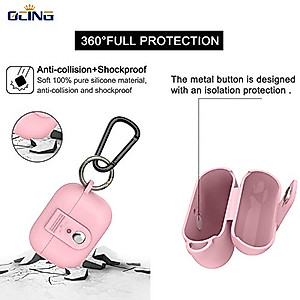 OCING 5 in One New Airpods Pro Case with Button Be Safer and Secured , Protective Case with Neck Strap and Sport Bracelet for Girl Men, Supports Wireless Charging [Front LED Visible] (Baby Pink)