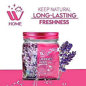 5-in-1 Laundry Pods, 32 Count Bag, High Efficiency (HE), Ultra Concentrate with Powerful Stain Lifter Technology, Fabric Softener With Lavender Extracts, Detergent Pods