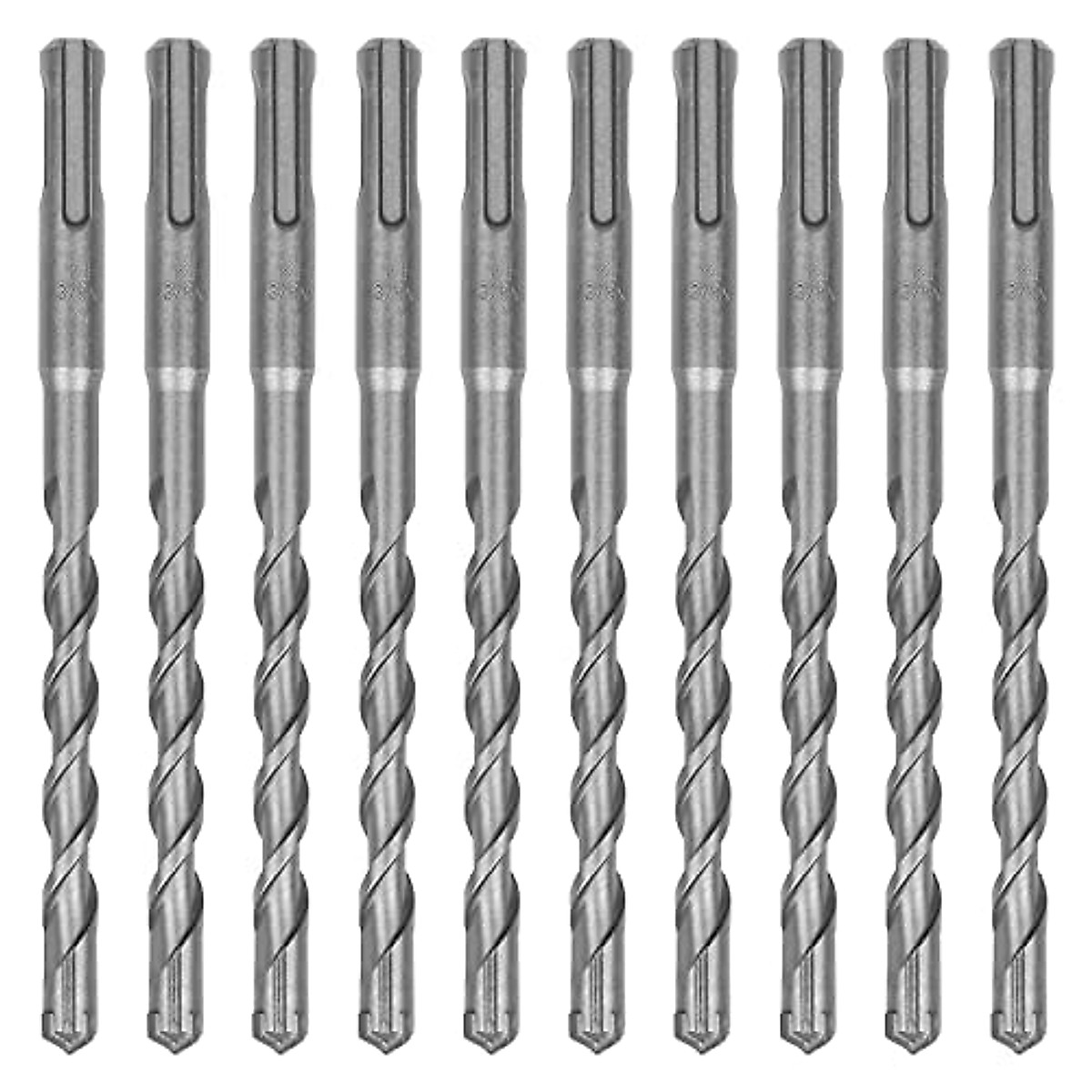 KHCRAFT SDS-plus Rotary Hammer Drill Bits 3/8 In. x 6 In. 10-Piece Rock Carbide Tip 4-Cutter for Brick, Cemet, Stone & Concrete