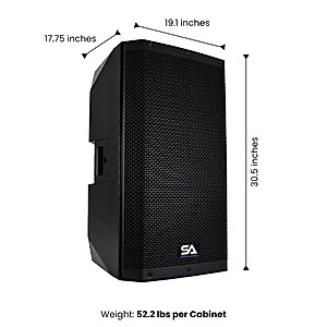 Seismic Audio Speakers Riot-15, Pair of Powered 1000 Watt PA/DJ Speaker with Bluetooth, 15 Inch Speaker, DSP, Built in Mixer & Class D Amplifier