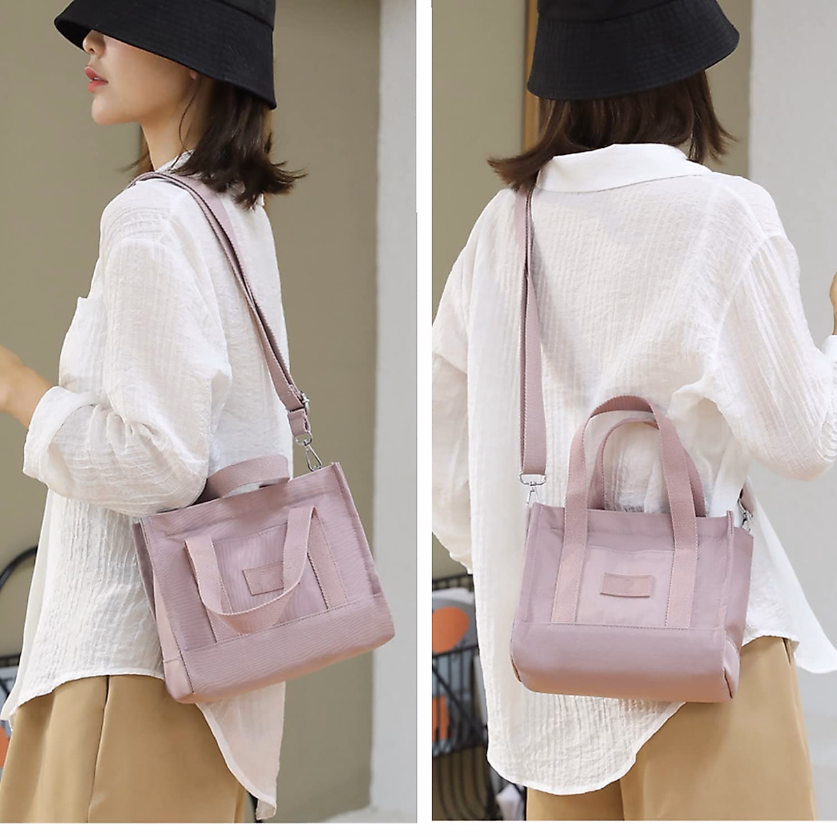 MINKARS Mini Tote Bag for Women Nylon Crossbody Purse, Dark Green 9”