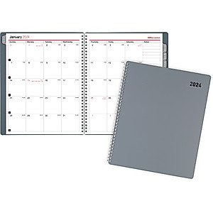 2024 Office Depot® Brand Monthly Planner, 8-1/2" x 11", Silver, January to December 2024, OD001630