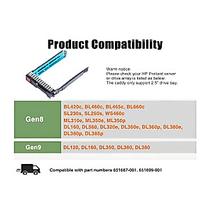 Pack-4 2.5" SAS SATA SFF SAS Drive Tray Caddy 651687-001 651699-001 Compatible for HP Gen8 Gen9 G8 G9 ML350p DL360e DL320e DL380e SL270 sL230