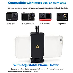 Niewalda Jaws Flex Clamp Mount with Adjustable Gooseneck, Upgrade Camera Mount Clamp with Cell Phone Holder & Rotation Base, Compatible with GoPro Hero All Series, DJI OSMO, Akaso, Action Cameras