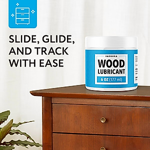 IMPRESA Wood Lubricant for Home DIY Projects - Multi-Purpose Semi Paste Wax for Wood - Drawer & Door Hinge Lubricant - Loosen Drawer Slide - Restore & Preserve Wooden Slide -Non Spray Lubricant - 6oz