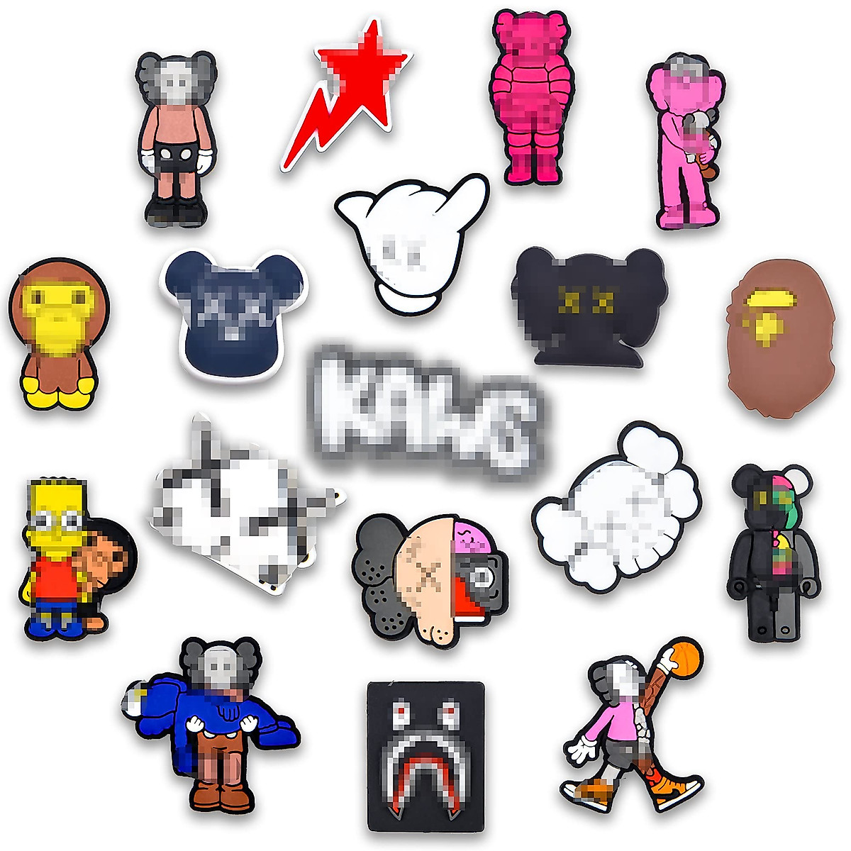 vszyxco Ape Croc Charms Bathing XX Bear 18PCS Shoes Charm for Croc PVC Clog Pins Shoe Charms Accessories Birthday Party Favors