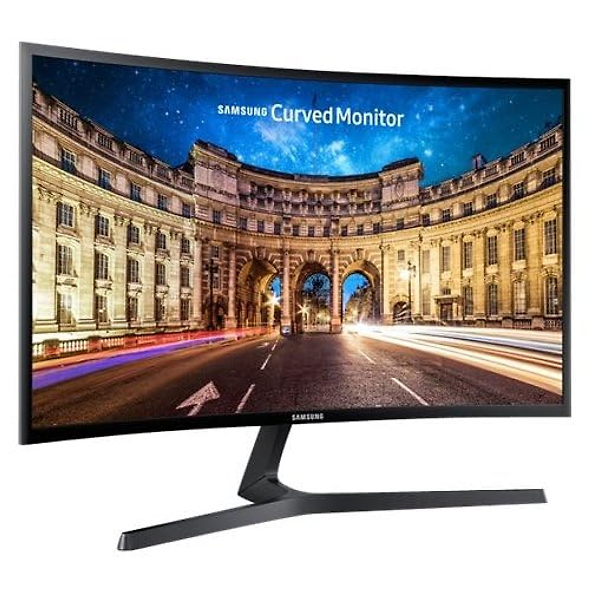 SAMSUNG CF396 Series 27" LED Curved Monitor, 1920x1080, 60Hz Refresh Rate, 4ms Response Time, AMD FreeSync Monitor, HDMI, Black, with MTC HDMI Cable