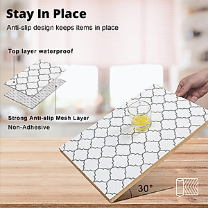 Drawer & Shelf Liner for Kitchen Cabinets, Non-Slip Non-Adhesive Shelf Paper Protect Dresser and Cupboard, Waterproof Drawer Mats for Bathroom, Easy Install