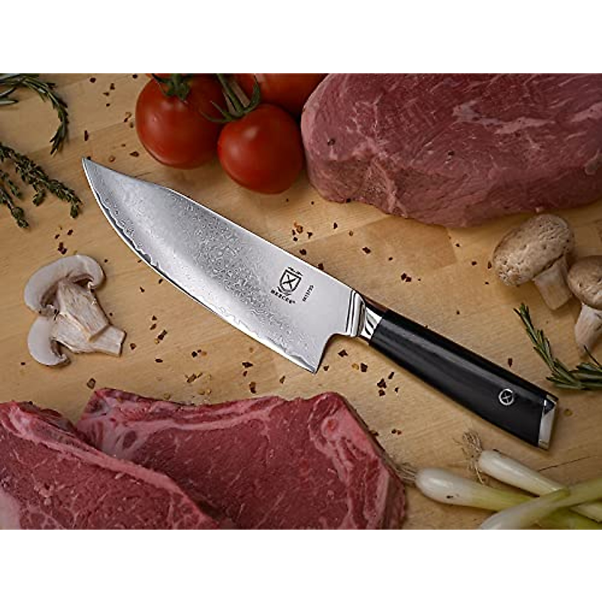 Mercer Culinary M13795 Premium Grade Super Steel, 8-Inch The Hunter Chef's Knife, G10 Handle