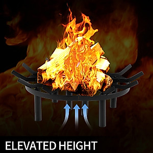 32in Fire Grate Log Grate, Round Spider Wagon Wheel Firewood Grates, Heavy Duty Fire Pit Grate for Outdoor Campfire, Hearth Wood Stove and Outdoor Camping Fire Pit Black