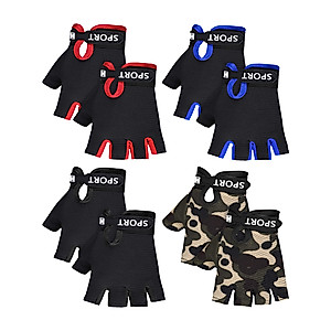 SATINIOR 4 Pairs Kids Half Finger Cycling Gloves Non Slip Sports Gloves for Summer Outdoor Sports Children