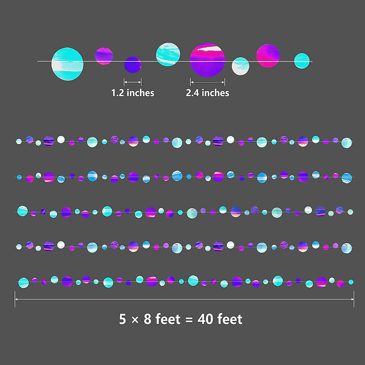 Cheerland Iridescent Mermaid Party Decorations Rose Purple Bubble Garland Hanging Streamer Backdrop Under The Sea Birthday Party Girls Bday Decor Bridal Baby Shower Party Supplies