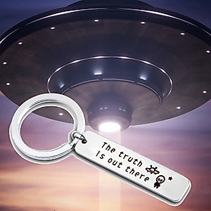 PLITI The Truth is Out There Keychain UFO Alien Lover Inspirational Jewelry Gift (The Truth is out there Key)