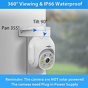 Hiseeu 5MP Wireless PTZ Security Camera System, Indoor Outdoor IP66 Waterproof WiFi Camera, 4K 10CH NVR, 2-Way Audio, Motion Detection Alarm, 24/7 Surveillance, 1TB Hard Drive (Plug-in Power Supply)