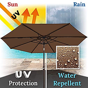 BenefitUSA 10' Patio Umbrella LED Lighted Tilt Aluminum Garden Market Balcony Outdoor Sunshade (Brown)