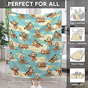 Throw Blanket for Couch, Cozy Warm Plush Fleece Throw Blanket for Adults and Kids, Ultra-Soft Flannel Blanket Decorative Fuzzy Throws for Sofa Bed Dorm, All Season 50x60 in (Sloth)
