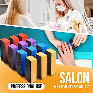 Nail Buffer Block, 12 pcs 4 Sided Sanding Buffers for Acrylic and Natural Nails, Medium 60/80 Grit Nail Buffing Block & Pedicure Manicure Tool by CHELLO