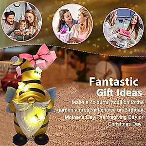 TSTGEE Solar Garden Gnome Decorations - Spring Bee Gnome Figurine Solar Garden Gnomes Outdoor Waterproof for Patio,Yard,Lawn,Garden Gnome Outdoor Solar Light