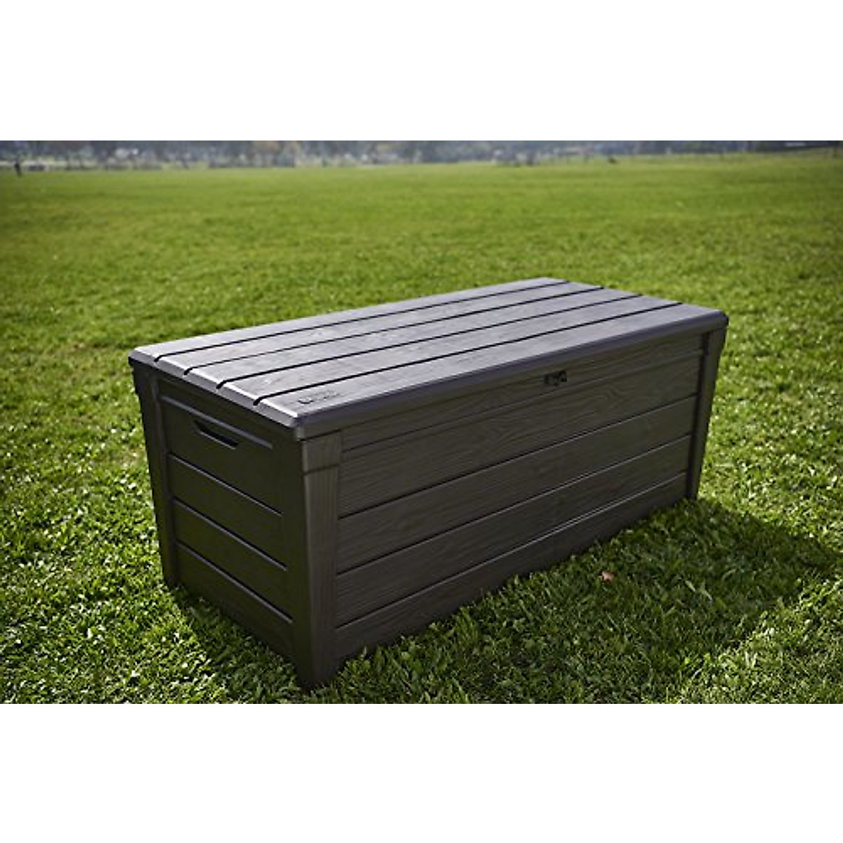 Keter Brightwood 120 Gallon Outdoor Resin Garden Patio Storage Furniture Deck Box