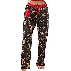 Lazy One Pajamas for Women, Cute Pajama Pants and Top Separates, Chocolate, Moose, Animal