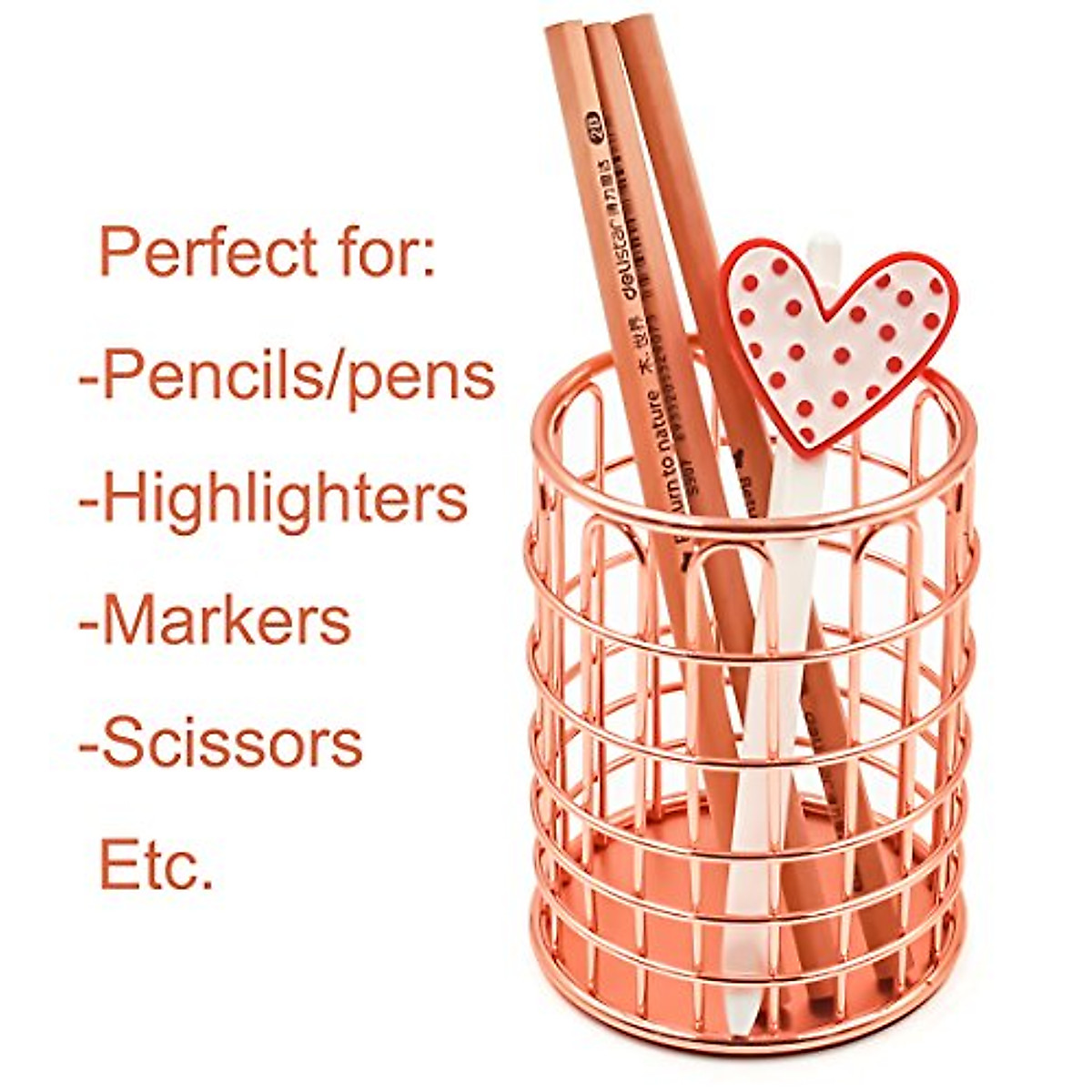 Superbpag Wire Metal Desktop Pencil Holder, Set of 2, Rose Gold
