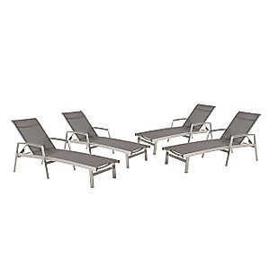 Christopher Knight Home Joy Outdoor Mesh and Aluminum Chaise Lounge (Set of 4), Gray