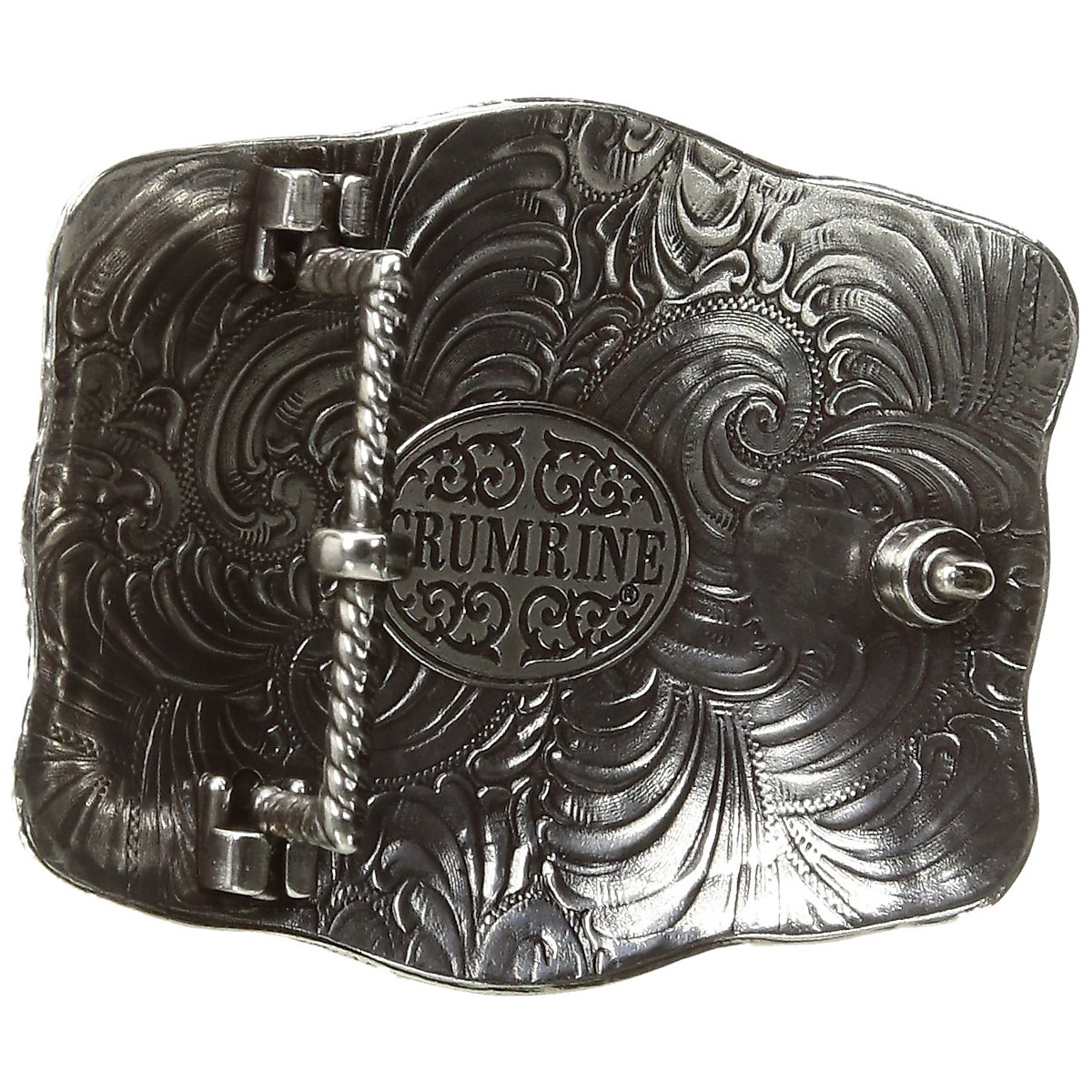Nocona Men's Crumrine Silver Bison Scaloped Buckle, One Size