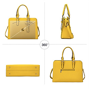 TOPDesign Laptop Bag for Women, Waterproof PU Leather Work Briefcase fits 15.6 Inch Computer, Large Tote Messenger Shoulder Bag, Stylish Business Purse Handbag Satchel (Yellow)