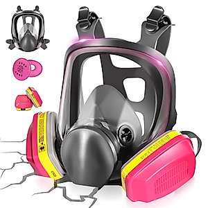 VITIJY Full Face Respirator Mask - 6800 Reusable Gas Mask with Filters 60923 & 2097 for Painting, Mechanical Polishing, logging, Welding, Dust, Sanding & Cutting