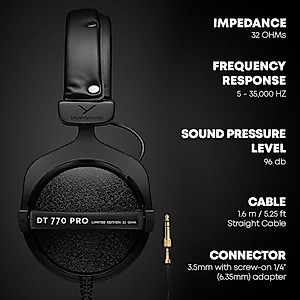 beyerdynamic DT 770 Pro 32 Ohm Studio Headphone, Grey (DT 770 Pro 32 Ohm Grey)