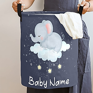 Personalized Baby Laundry Basket with Name for Boy Girls Custom Baby Laundry Hamper with Handle Animal Collapsible Organizer Storage for Bedroom Living Room Home Decor