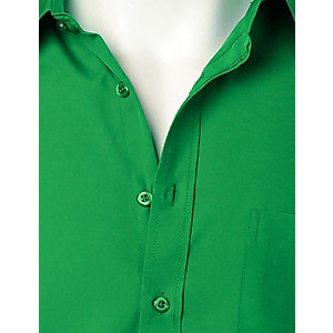 ZEROYAA Men's Regular Fit Dress Shirt Solid Wrinkle-Free Long Sleeve Casual Business Button Up Shirts with Pocket ZSSCL05-Shamrock Green Medium