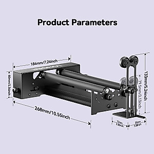 Longer Laser Engraver Rotary Roller with Bracket, Y-Axis Rotary Roller 360° Rotation for Laser Engraver Engraving Cylindrical Objects Tumblers Cans Cups Bottles, Compatible with 99% of Laser Engraver