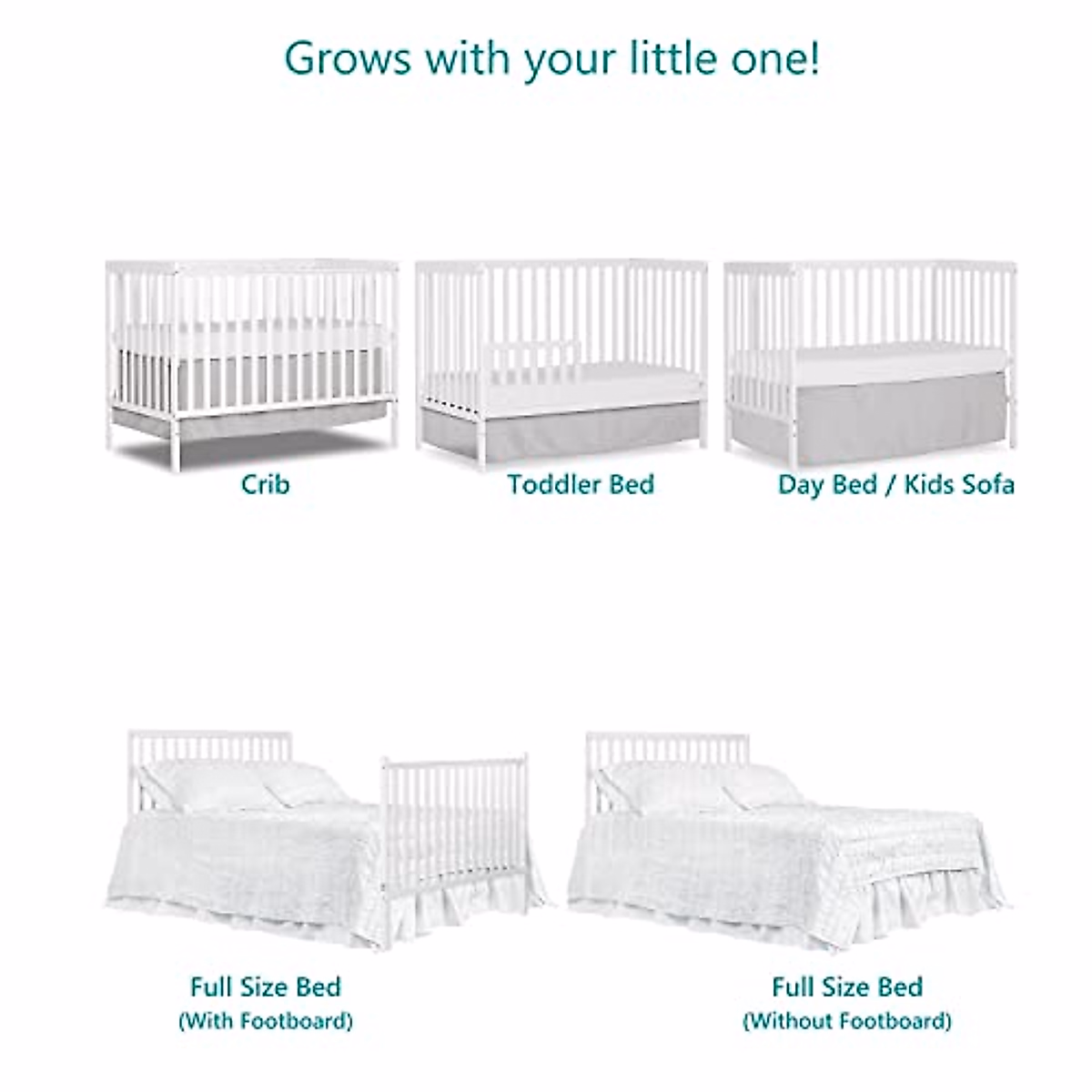 Dream On Me Synergy 5-In-1 Convertible Crib In White, Greenguard Gold Certified