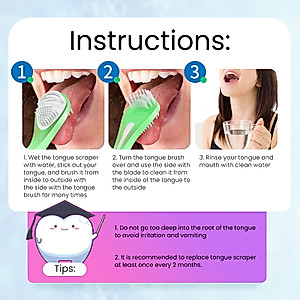 Y-Kelin Double-Side Desiged Tongue Scraper, Ultra-Soft Tongue Brush Tongue Cleaner (3 Pack)